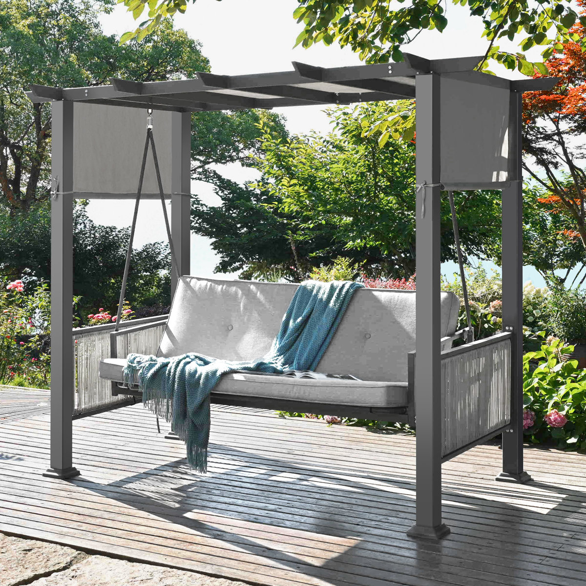 Latitude Run® Outdoor Metal Patio Swing Porch Sunbed With Cushion & Reviews | Wayfair